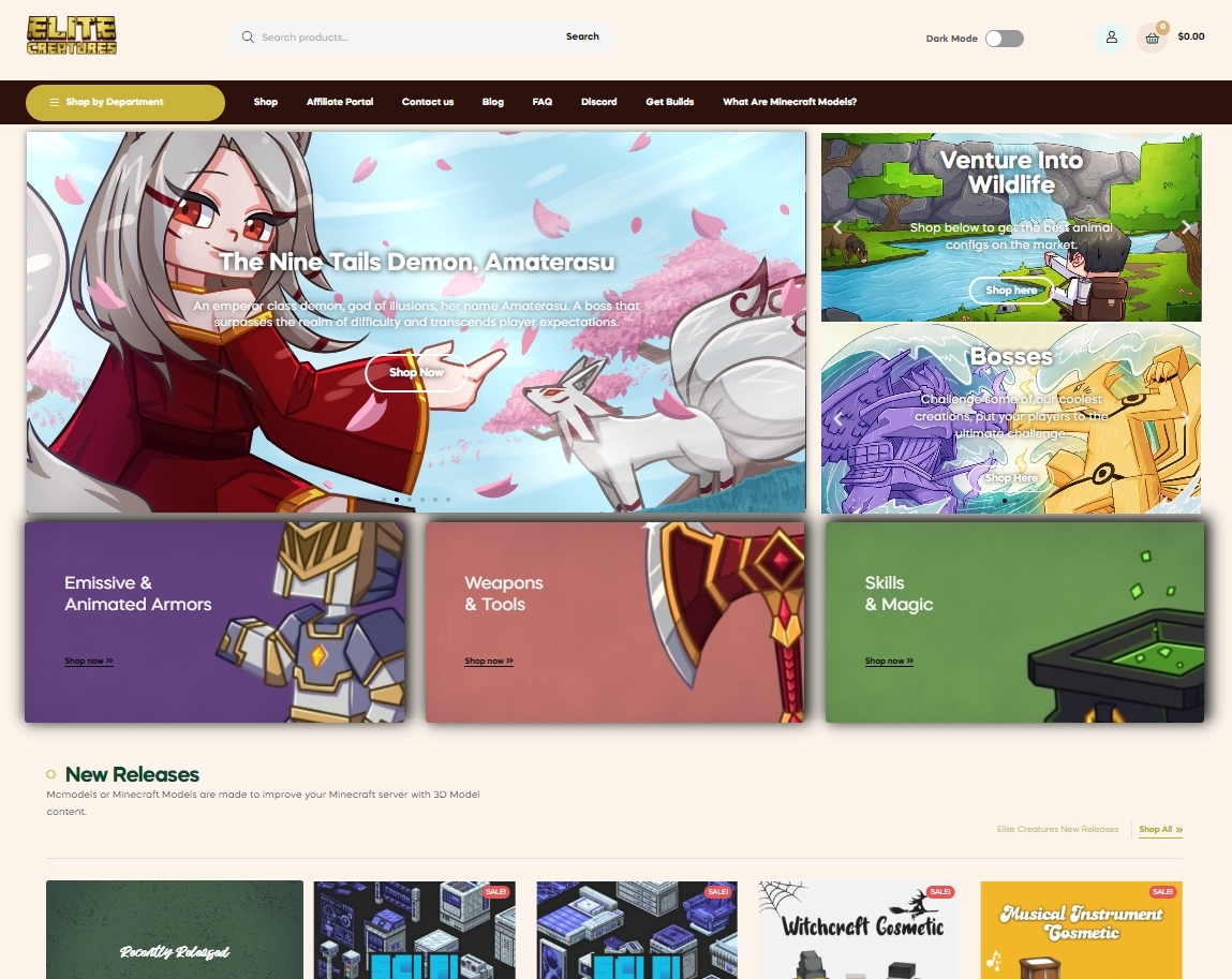 Minecraft Model Shop - Server Bosses, Cosmetics & Resources